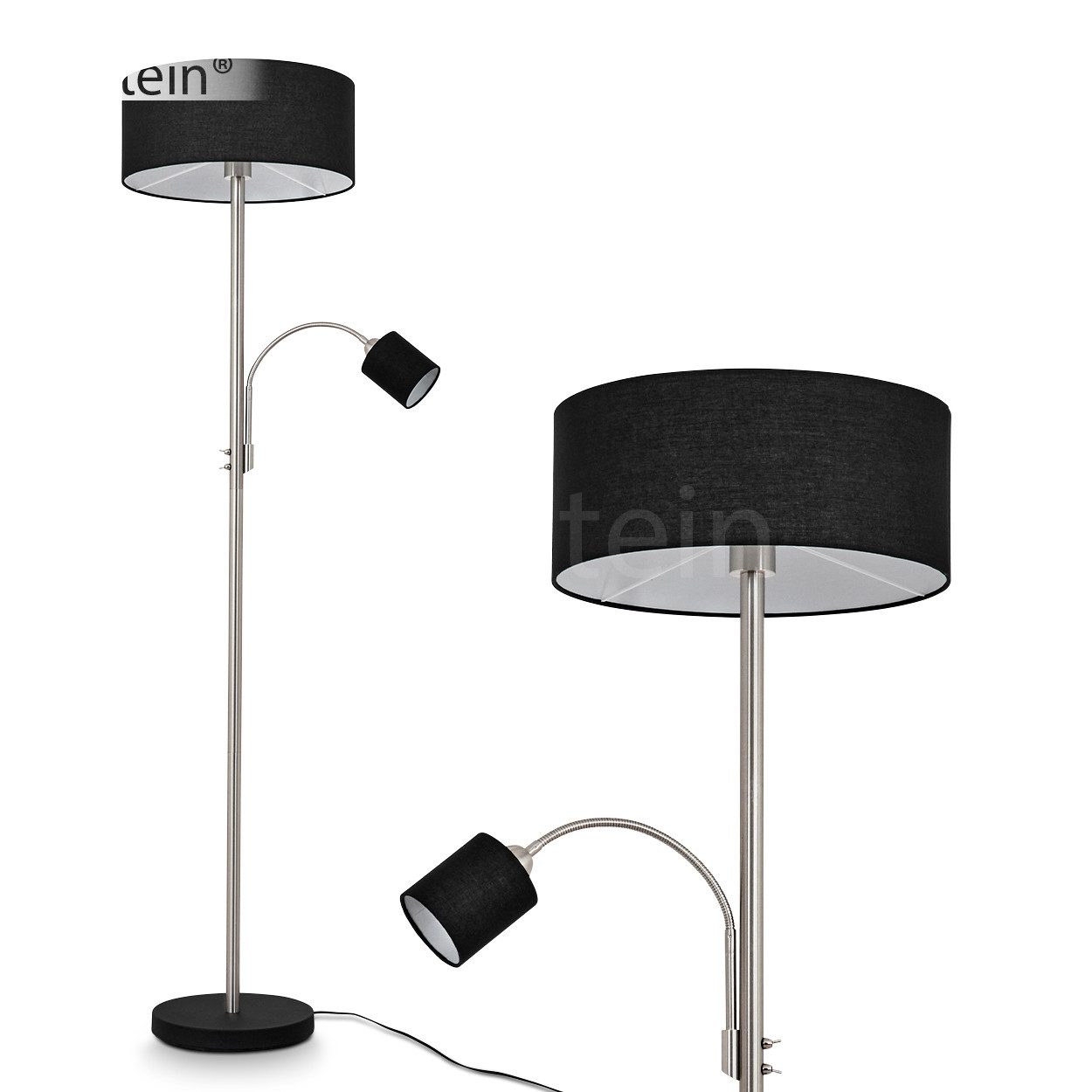 Hofstein Stehlampe Mistretta Bodenlampe Aus Metallstoff In Nickel