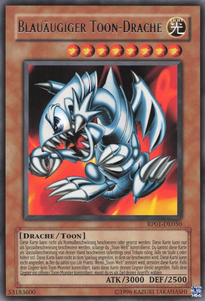 Recollectibles Sammelkarte Yugioh Karte Blauäugiger Toon Drache Deutsch