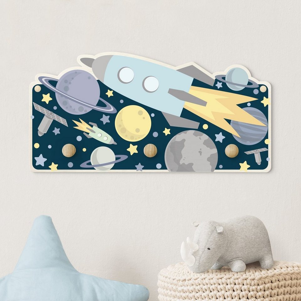 Bilderdepot24 Garderobenpaneel Blau Illustration Weltall Himmel Sterne