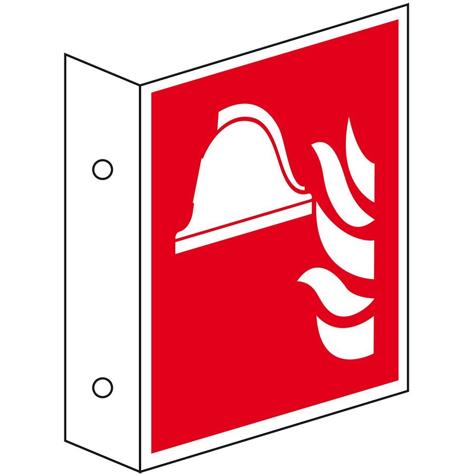 Dreifke Hinweisschild Brandschutz-Fahnenschild Brandbekämpfung, ASR/ISO, PVC, 200x200mm
