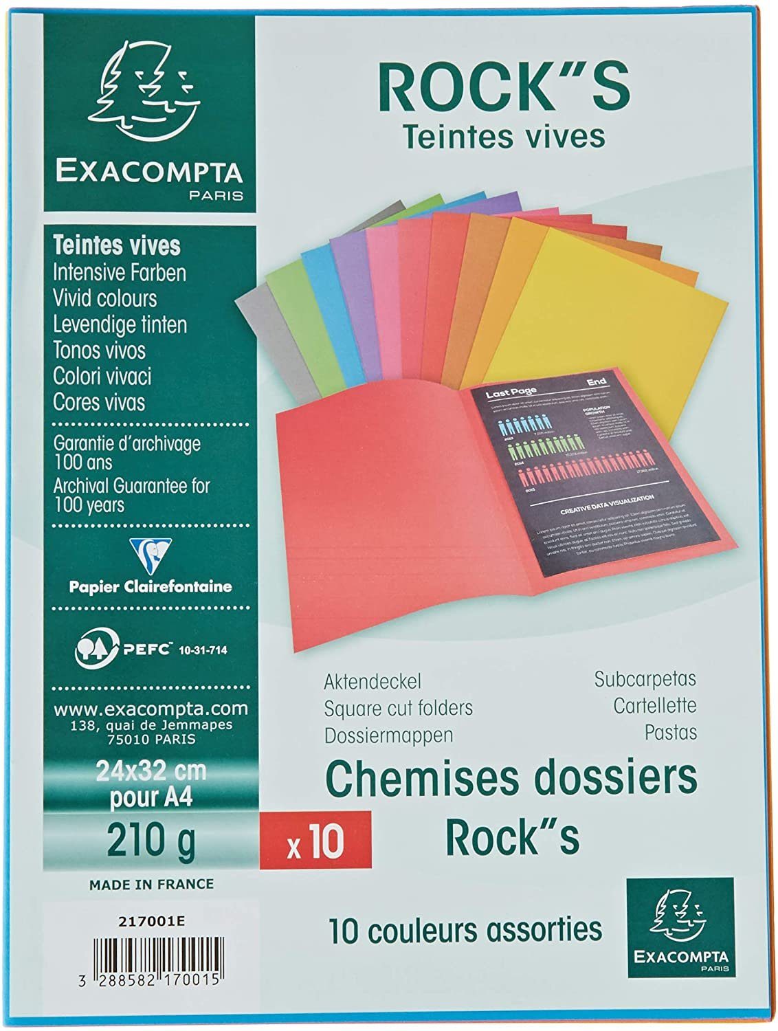 EXACOMPTA Aktenmappe EXACOMPTA Aktendeckel ROCK'S, DIN A4, 210 g/qm, sortiert