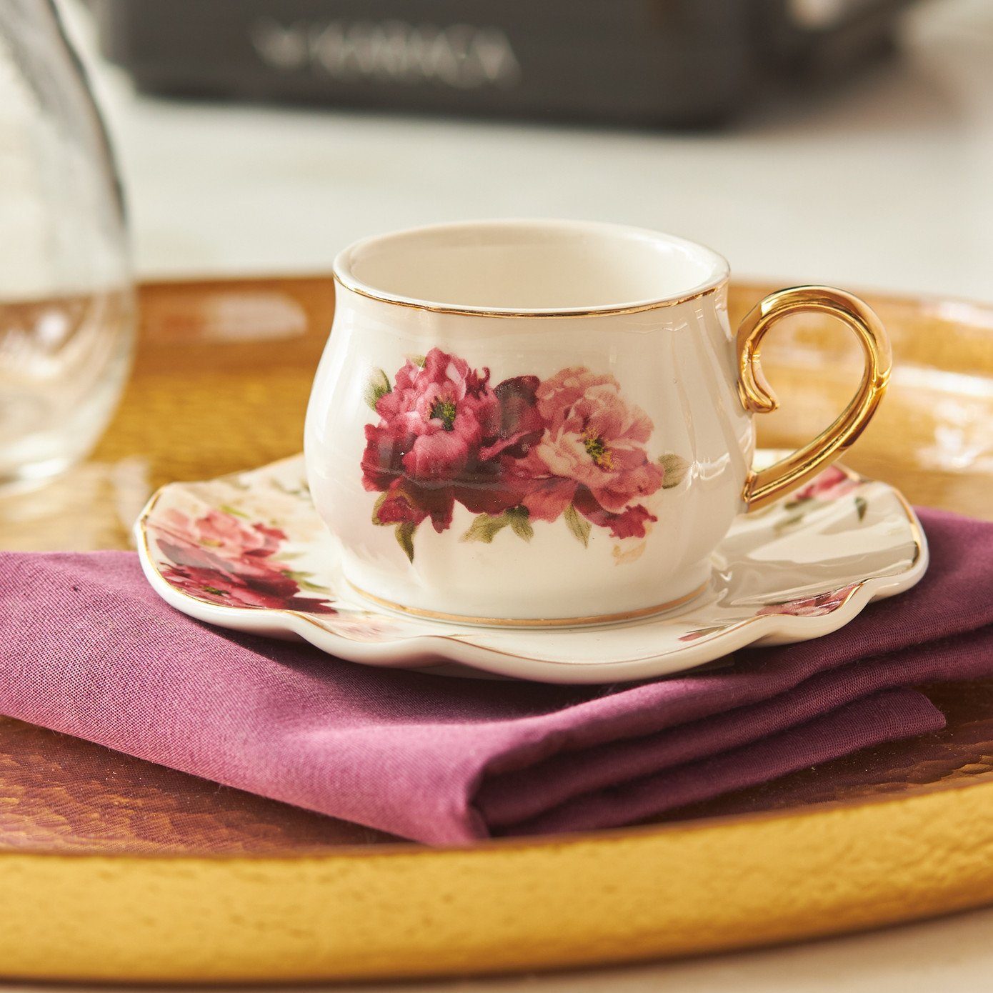 Karaca Kaffeeservice Karaca Rosa Kaffeetassen Set Für 2 Personen 90 Ml Porzellan Kaffeetassen