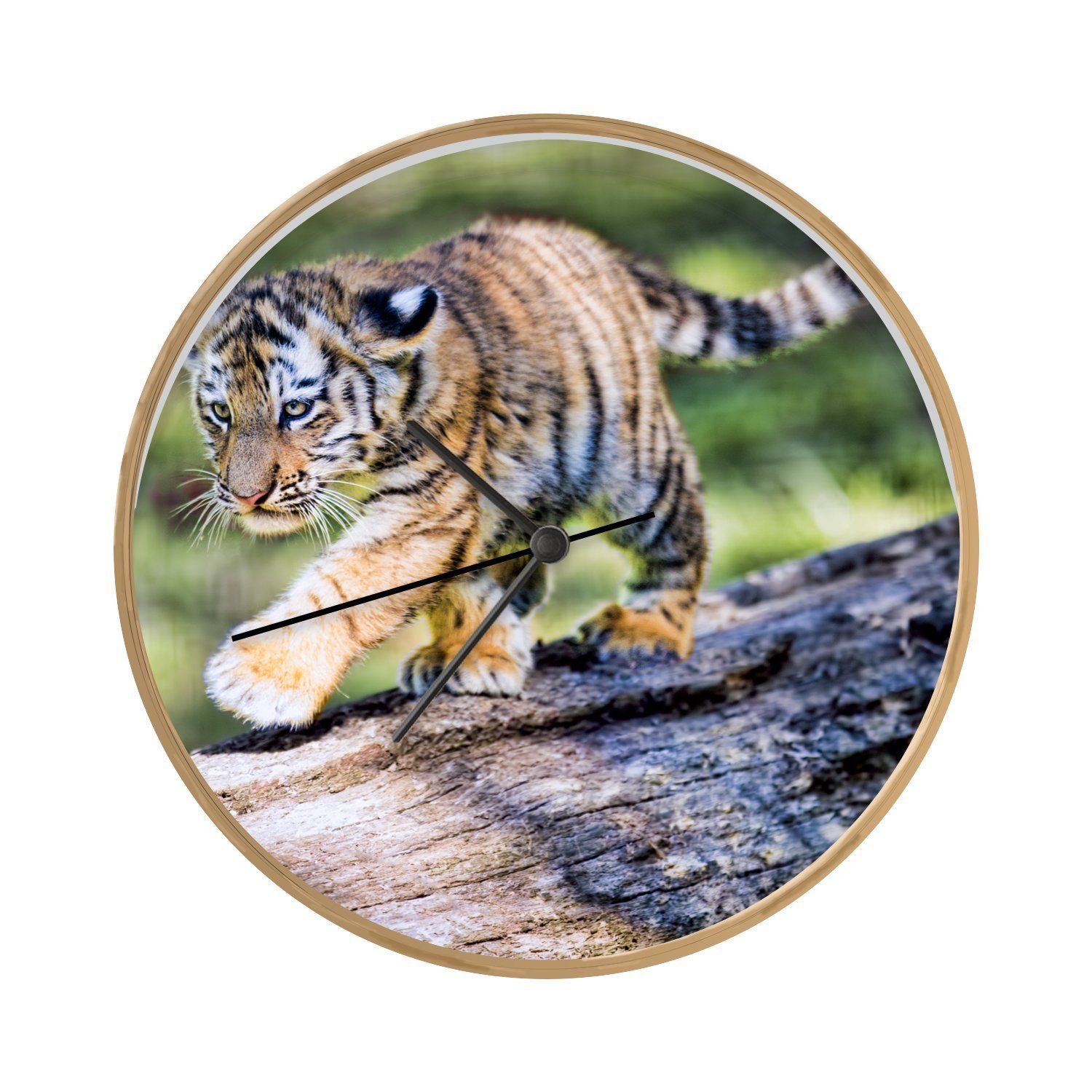 Muchowow Wanduhr Tiger Junge Baum Uhrwerk Wohnzimmer Küchenuhr