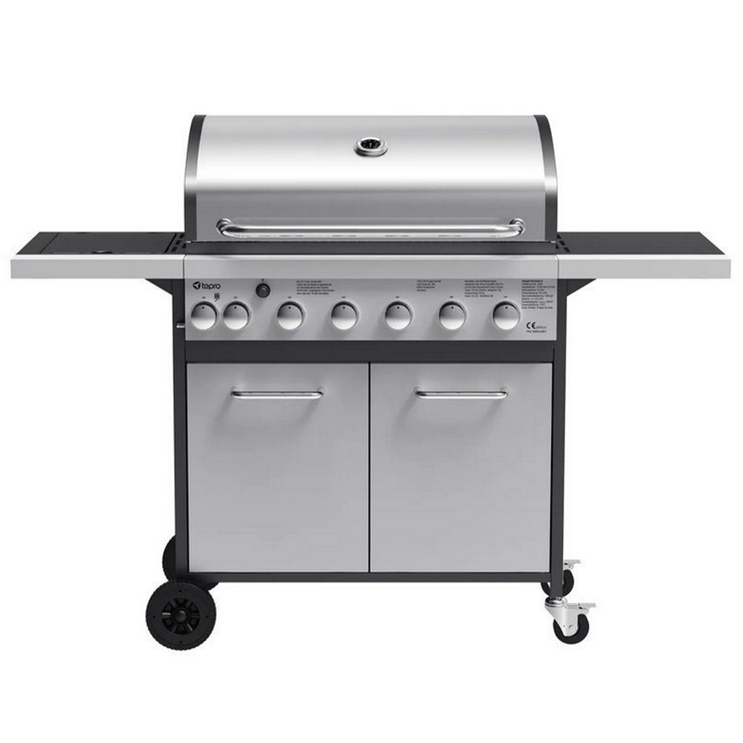 Tepro Gasgrill Edelstahl Grill "Rosedale" 6 + 1-Brenner mit Seitenkocher
