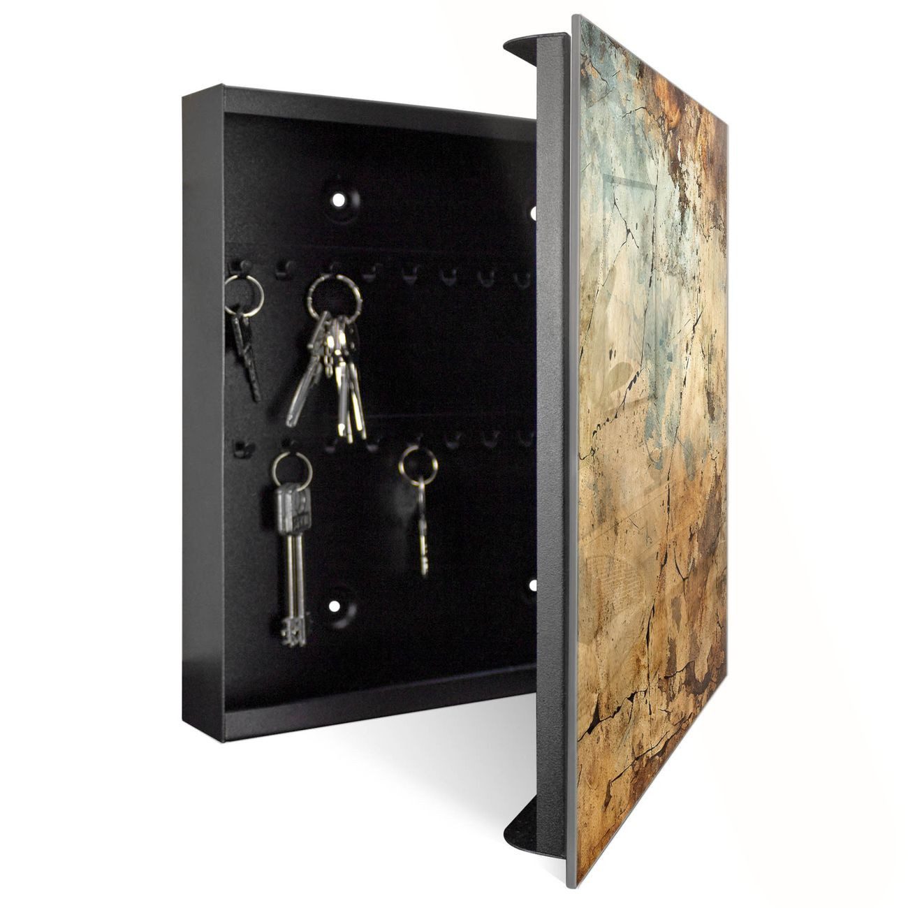 banjado Schlüsselkasten aus Glas mit Motiv Verwitterte Texturen (Stahl ...