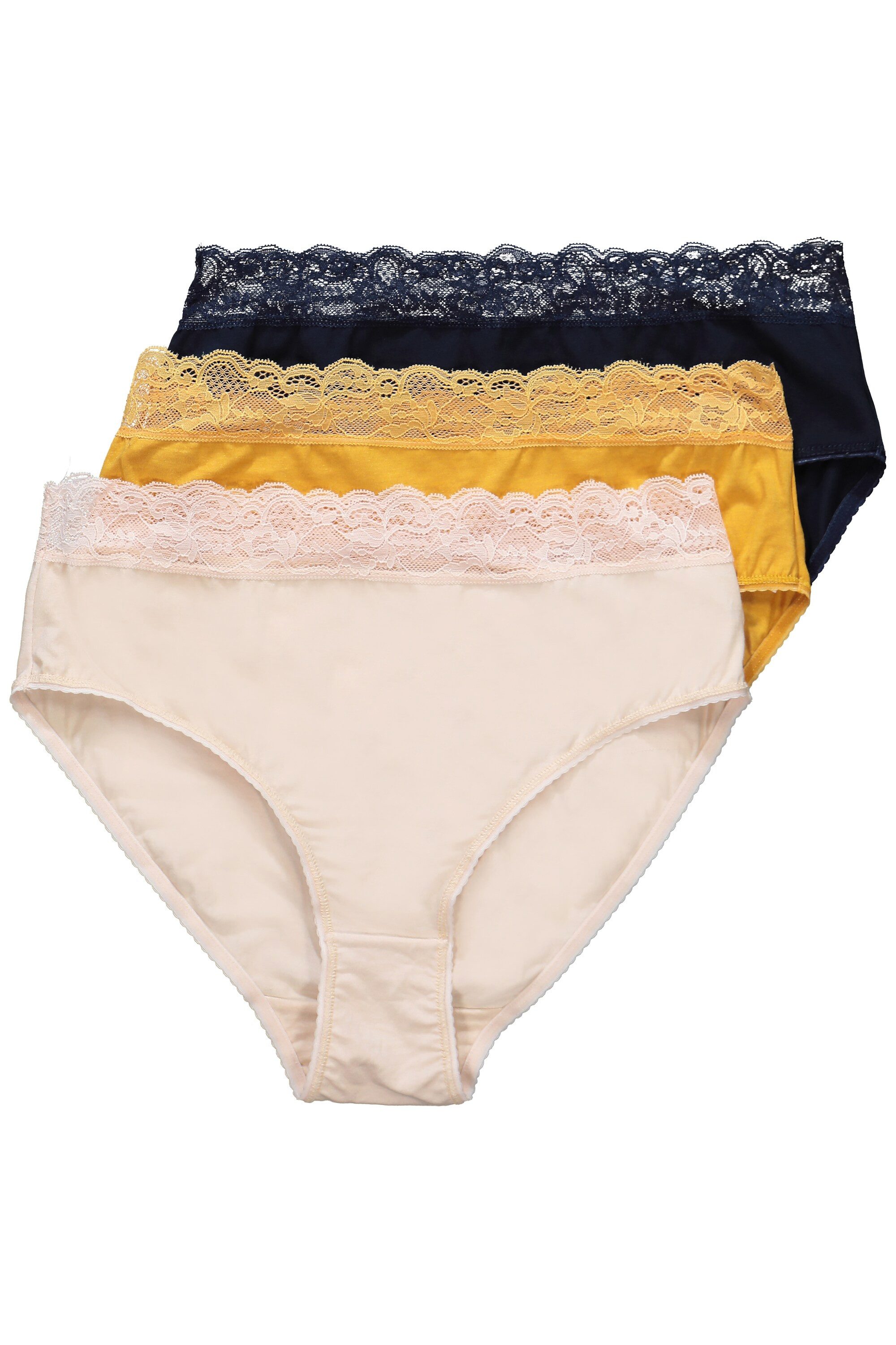 Ulla Popken Slip Slips 3er-Pack Spitzenbund Stretchkomfort (3-St)