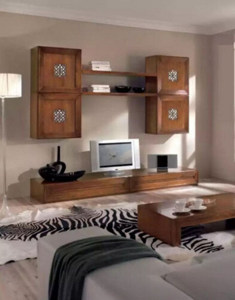 Jvmoebel Wohnwand Set Designer Wohnzimmer Braun Sideboard Wohnwand Neu