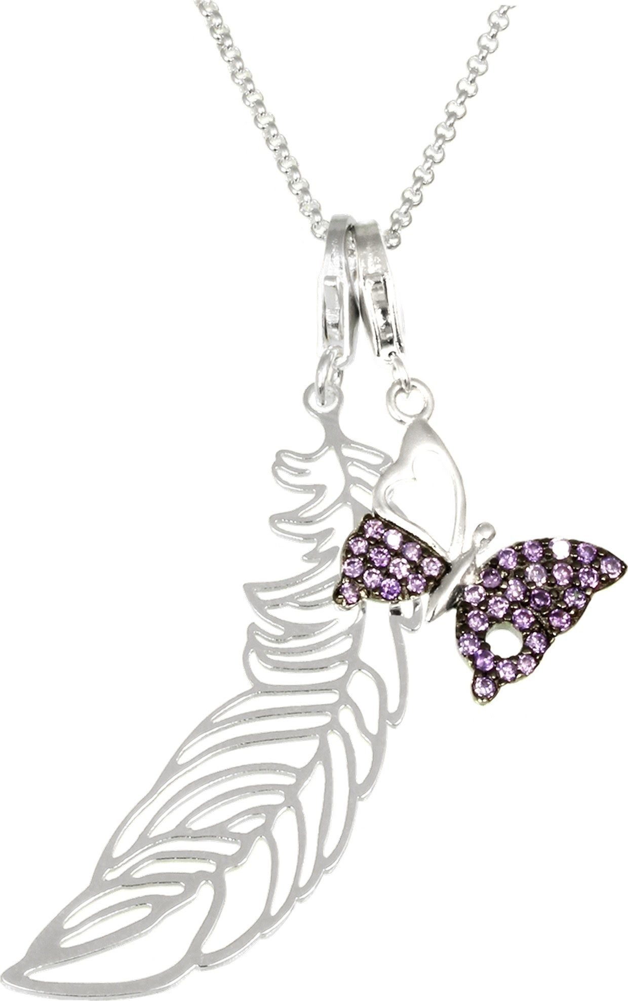 SilberDream Charm-Einhänger Set SilberDream Ketten Set Schmetterling + (Charmssets, 3-tlg ...