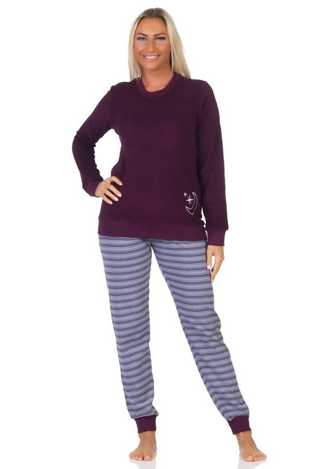 Normann Pyjama Normann Damen Frottee Schlafanzug Mit Bündchen Auch In