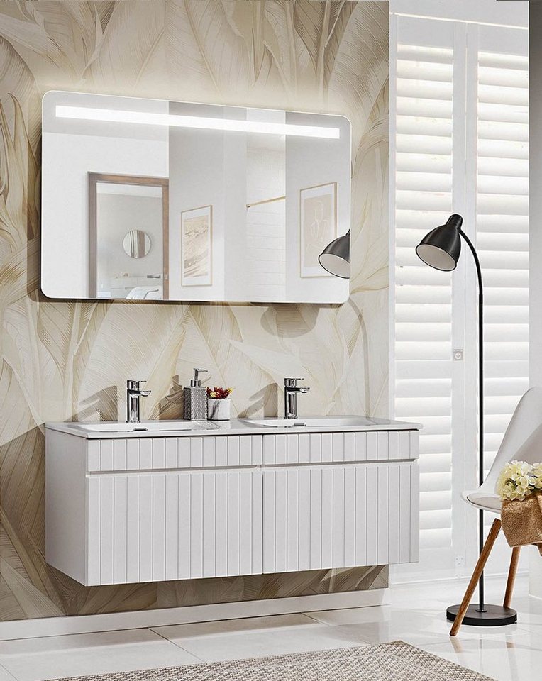 Einfachgutemoebel Waschtisch Set Badezimmer Vittavla 120cm Set 2 Tlg