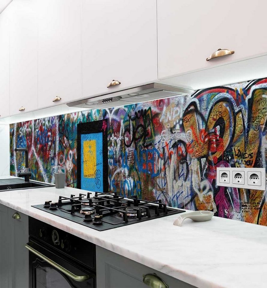 Mymaxxi Dekorationsfolie Küchenrückwand Abstraktes Graffiti Gemälde