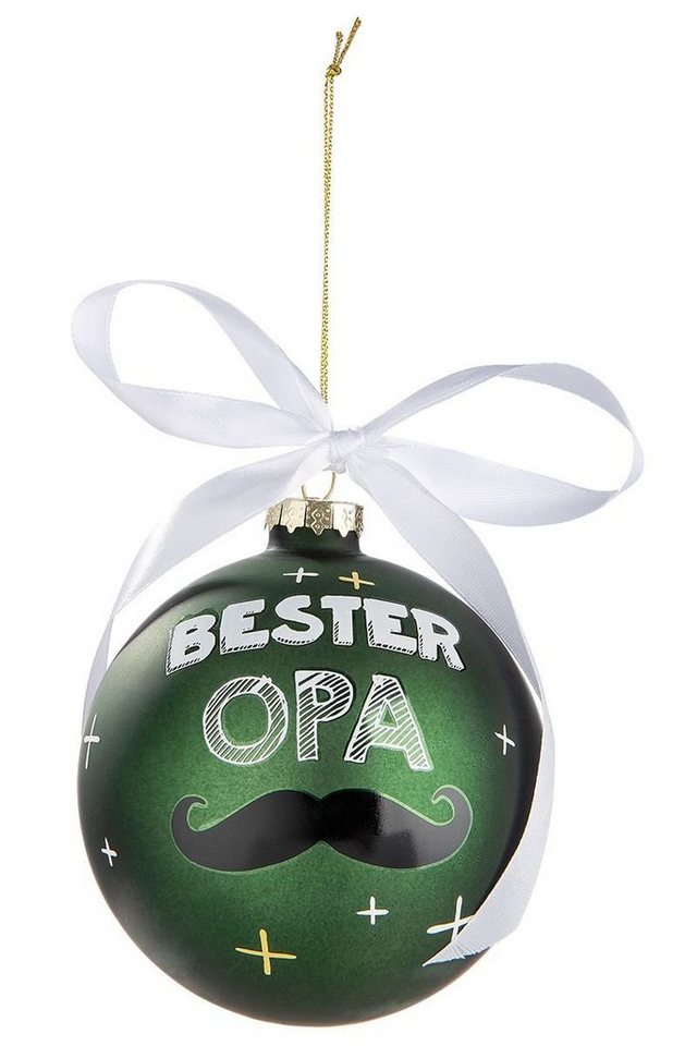 Gilde Dekoobjekt 6er Set Glas Baumkugel Bester Opa Grünschwarz