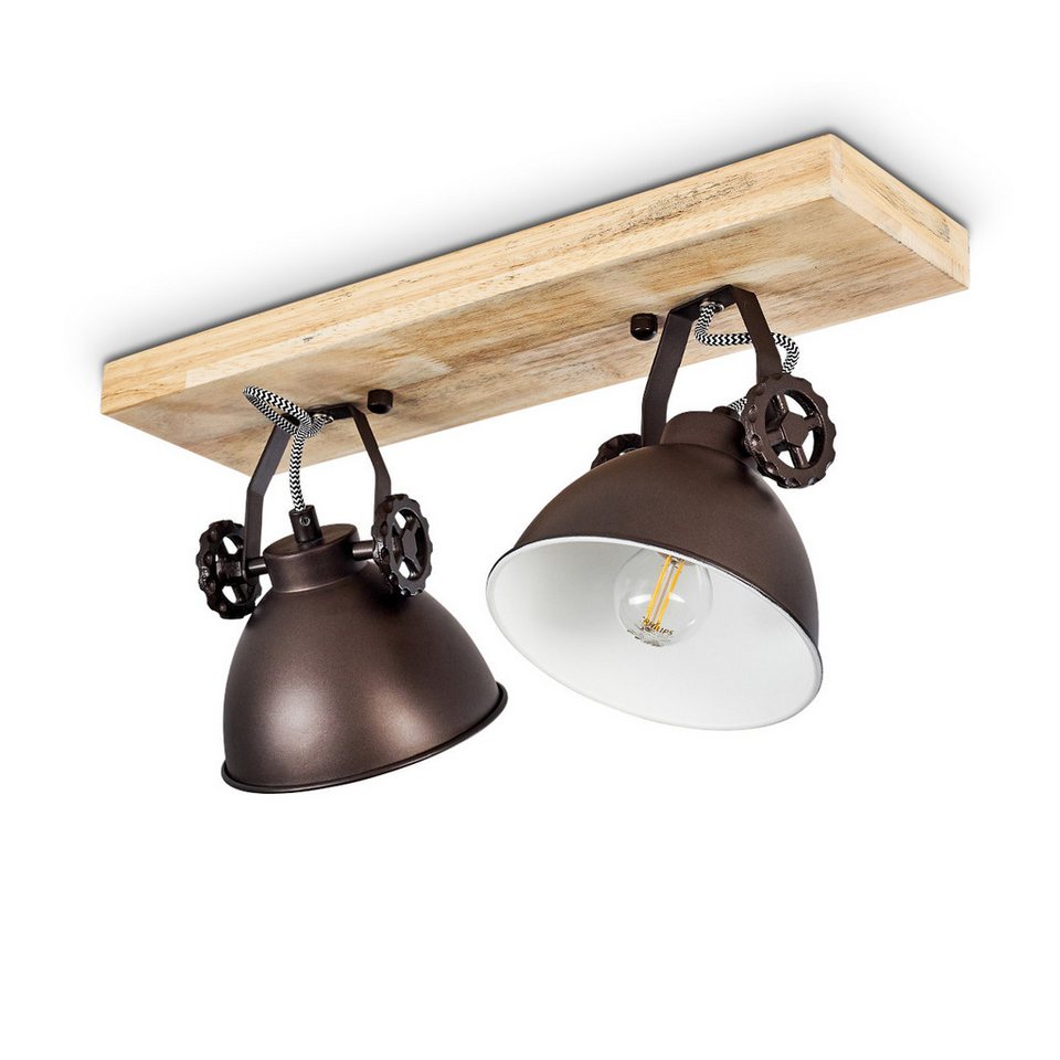Hofstein Deckenleuchte Mot Deckenlampe Aus Metallholz In Schwarz