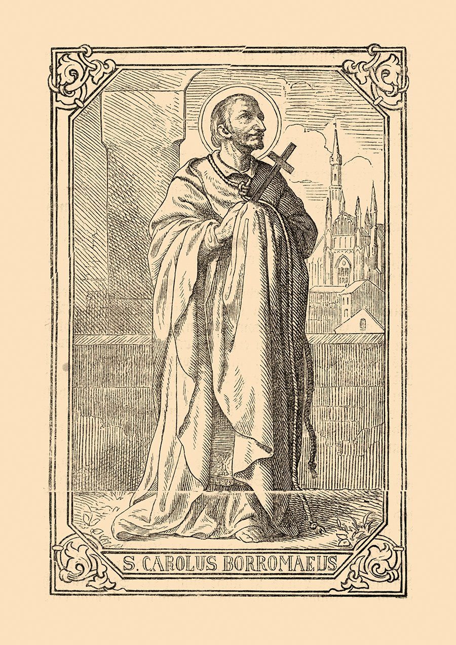 Kunstdruck Der heilige Carolus Borromaeus Karl Borromäus Holzstich Sankt A4 1080, (1 St)