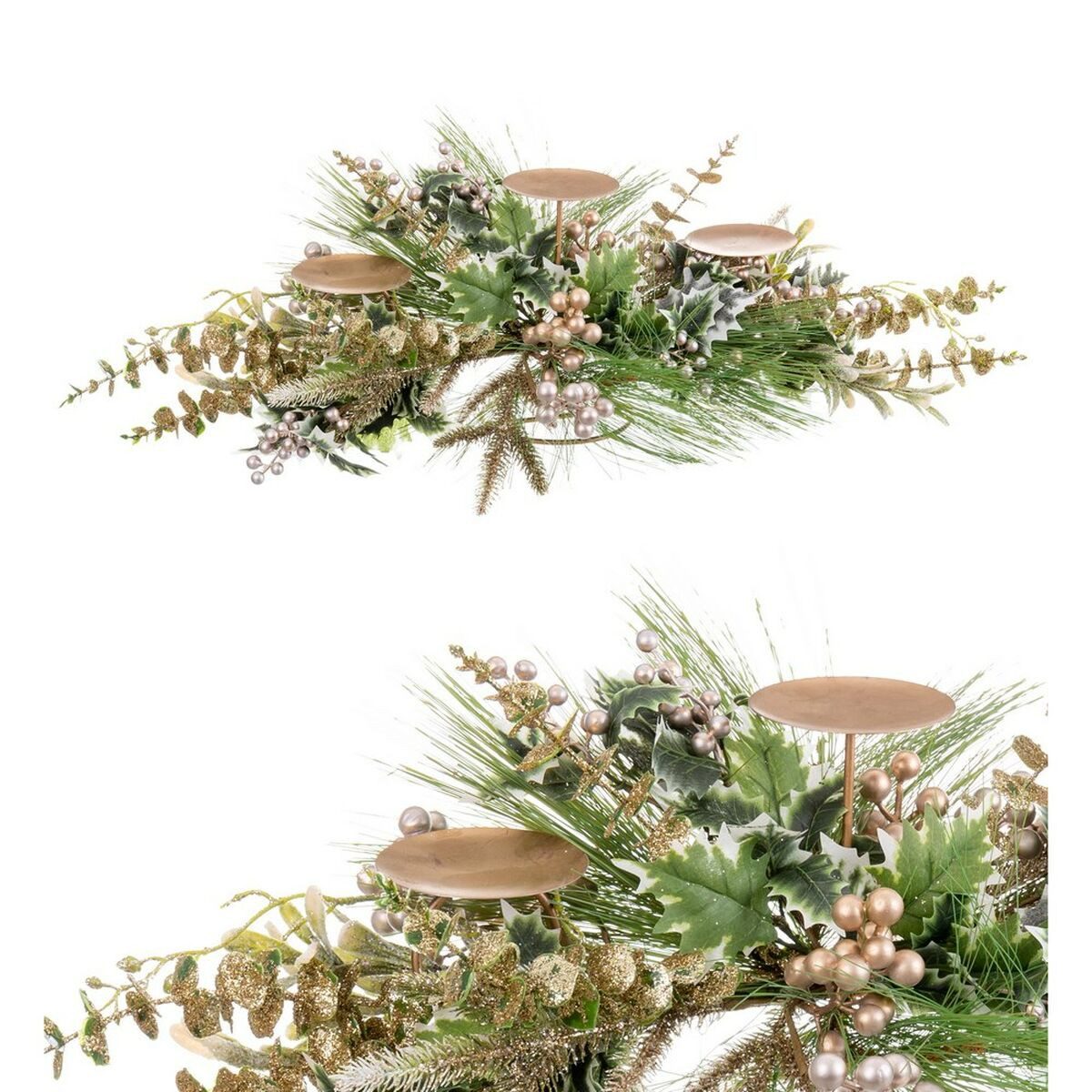 Bigbuy Windlicht Kerzenschale Bunt Champagner Metall Kunststoff 77 Cm