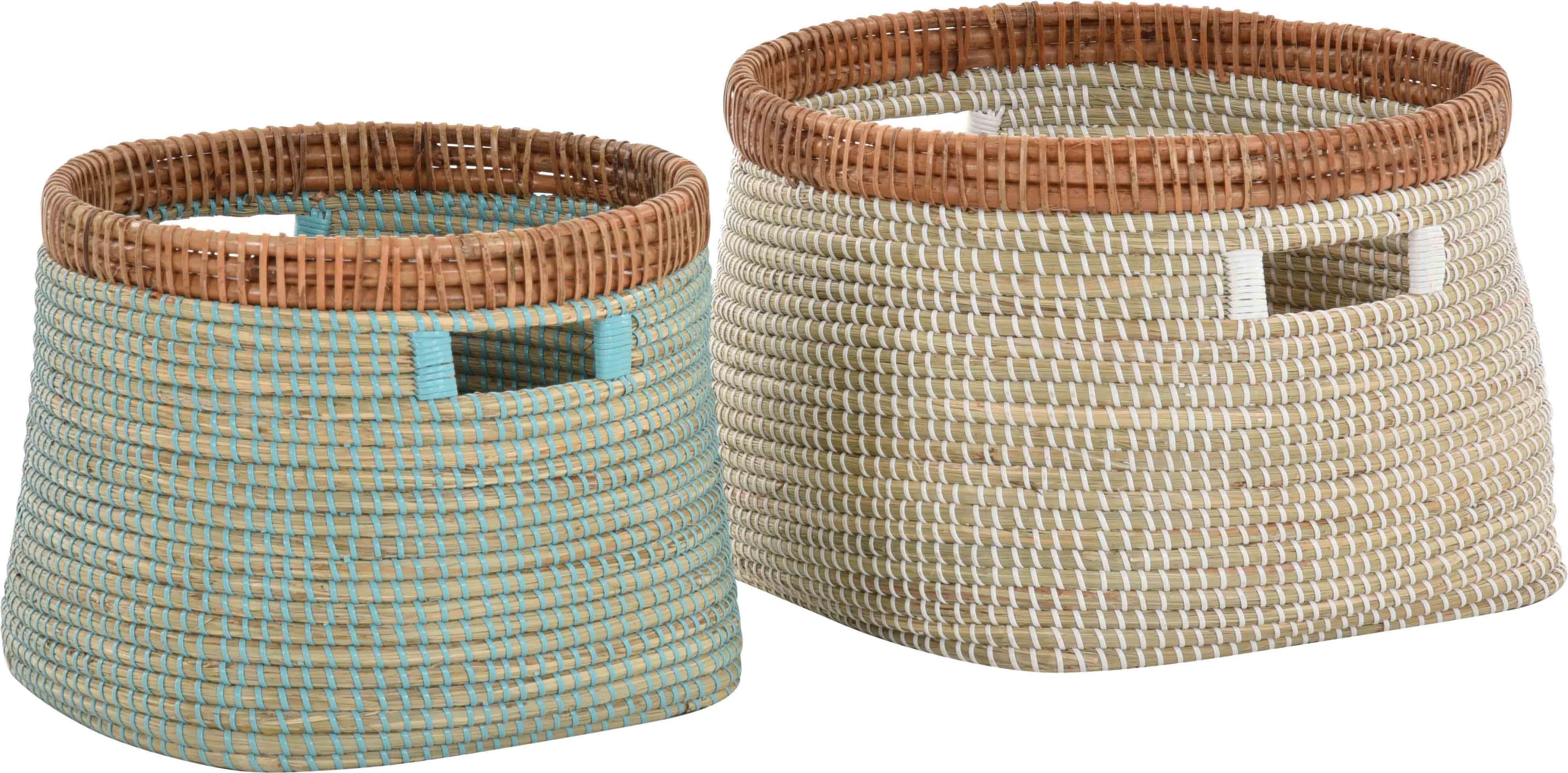 Krines Home Aufbewahrungskorb Set2 Handgearbeitete Seegras Dekokörbe