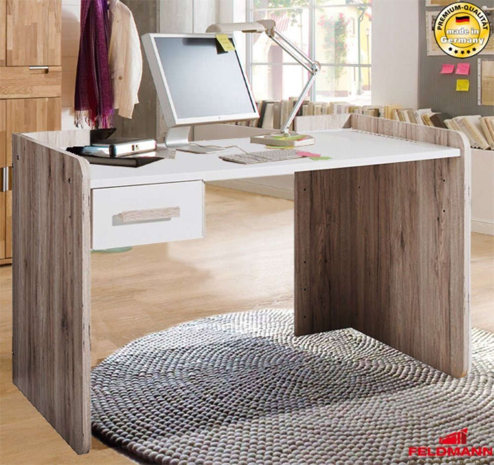 Wimex Schreibtisch Lenny 1 St 125x70x77cm Sonoma Eiche Weiß
