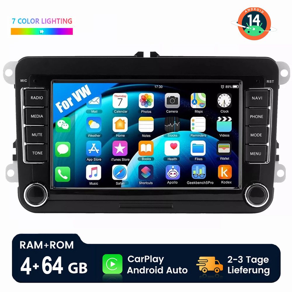 ESSGOO Für VW GOLF 5 6 Plus Polo Touran Caddy Tiguan Autoradio Android 14 Autoradio ...