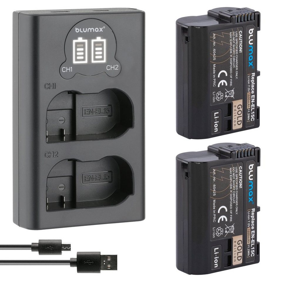 Blumax Set mit Lader für Nikon EN-EL15C 1600 mAh (7,0V) Kamera-Akku Blumax Set mit Lader für Nikon EN-EL15C 1600 mAh (7,0V) Kamera-Akku