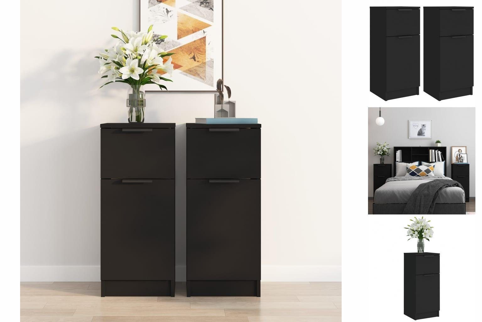 Vidaxl Anrichte Sideboards 2 Stk Schwarz 30x30x70 Cm Holzwerkstoff