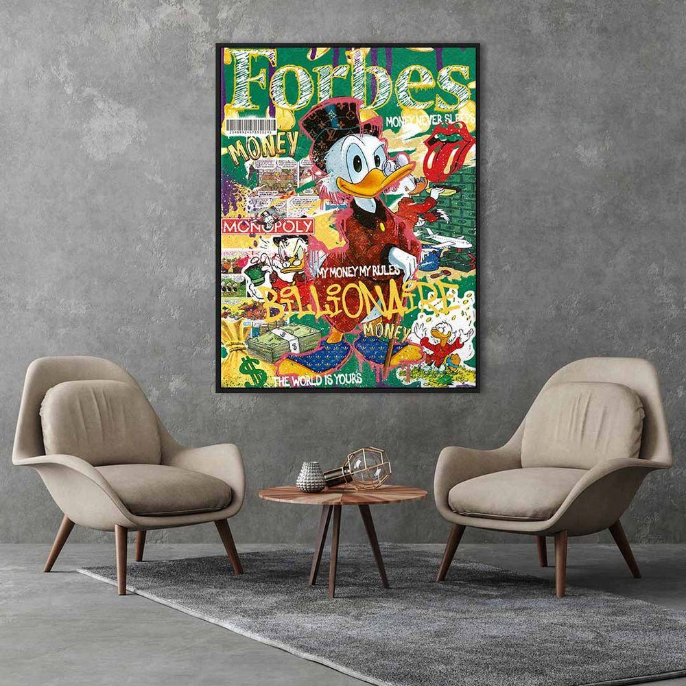DOTCOMCANVAS® Leinwandbild, Leinwandbild Forbes Dagobert Duck Comic Pop ...