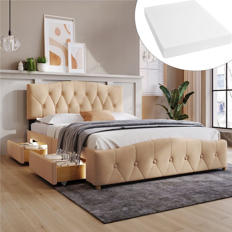 Celya Polsterbett Doppelbett 140x200cm Polsterbett Mit Sensorlicht Und