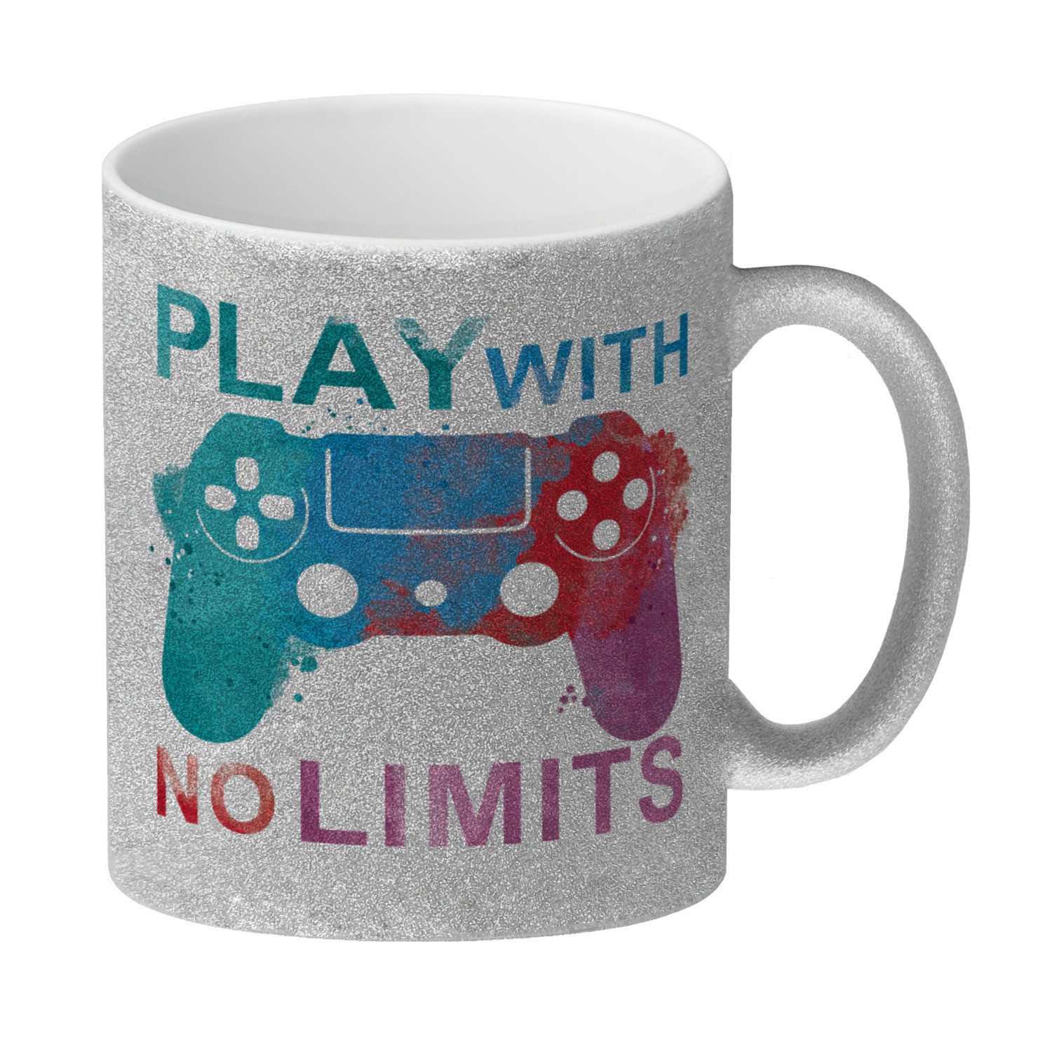 Speecheese Tasse Game Controller Glitzer Kaffeebecher Mit Spruch Play