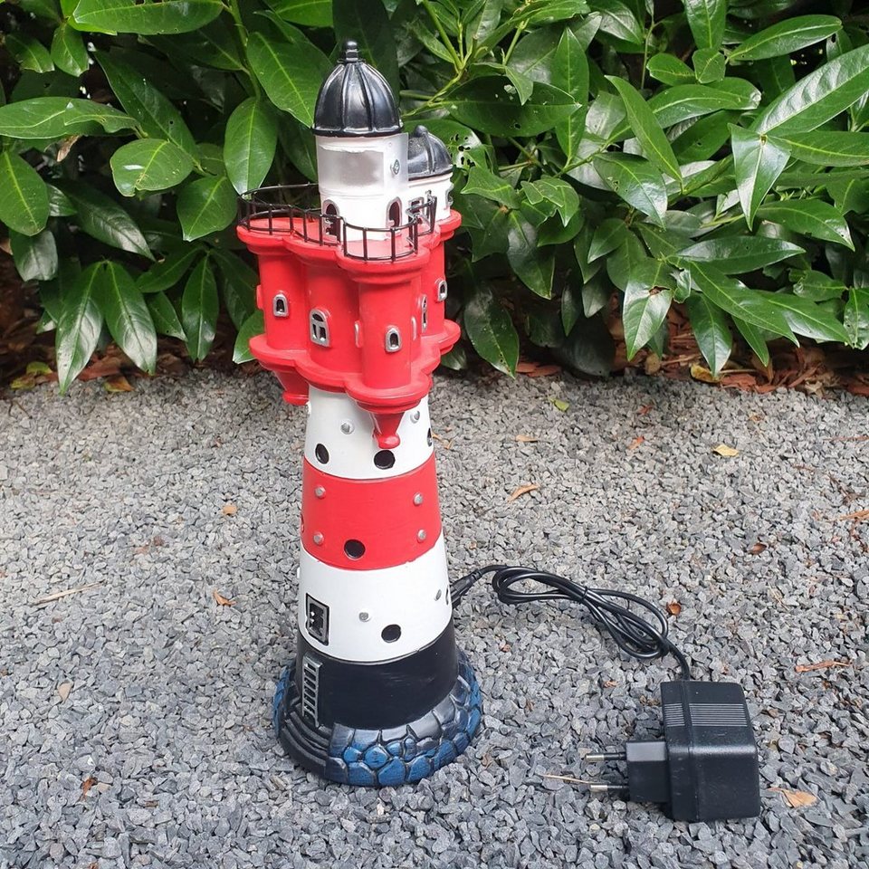 Aspinaworld Gartenfigur Leuchtturm Figur 230 Volt Mit Blinklicht 34 Cm
