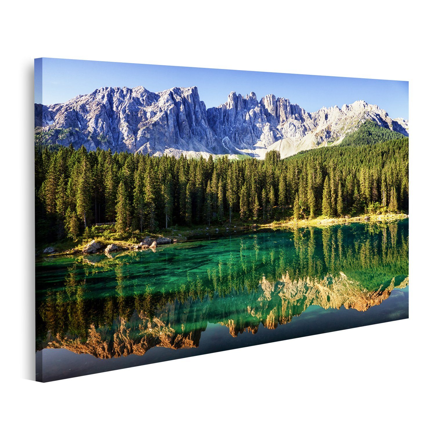 islandburner Leinwandbild Bild auf Leinwand Karerlake In Den Dolomiten In Italien 100x57cm 1-te