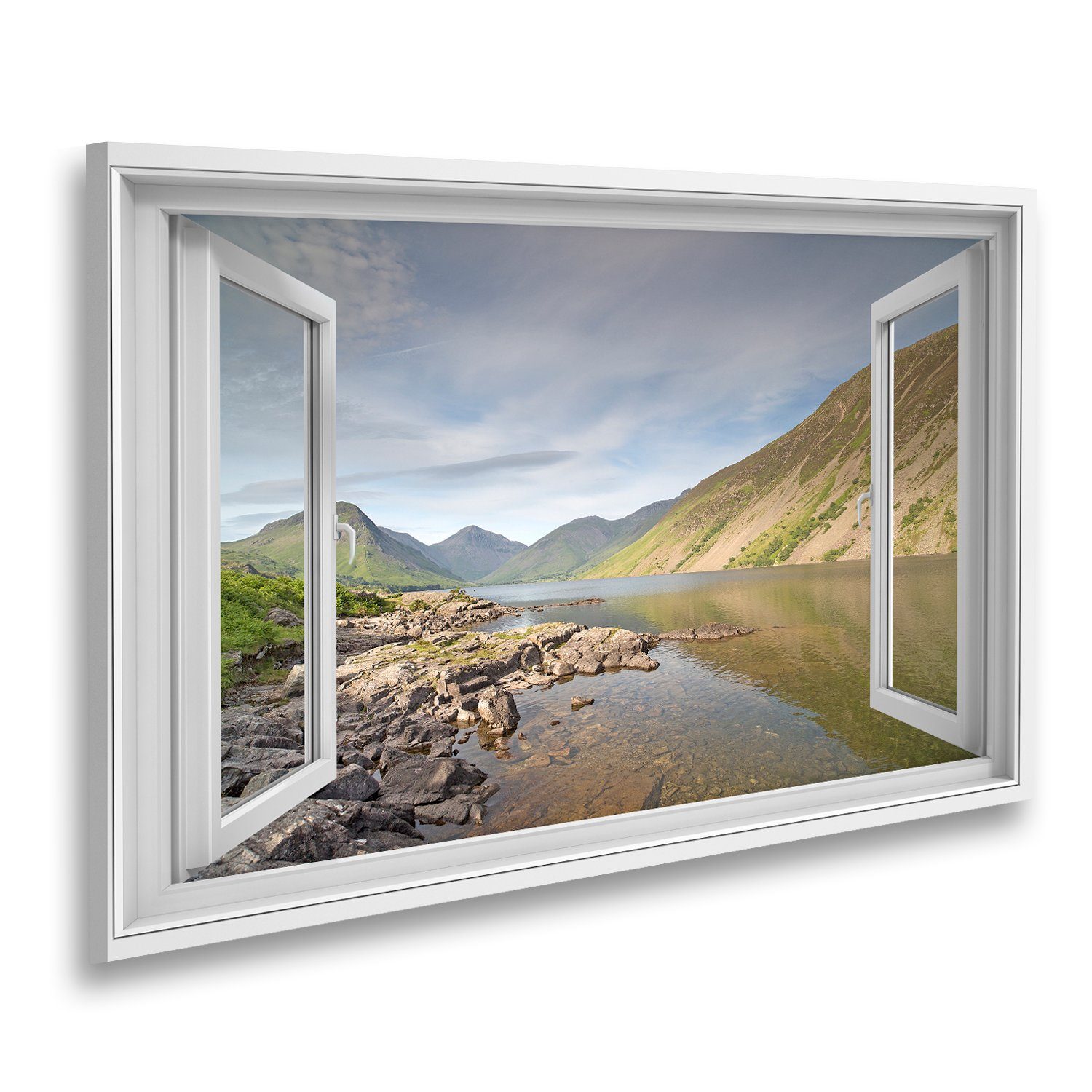 islandburner Leinwandbild Fensterblick Schöne Aussicht auf den Waschwassersee im Lake District C