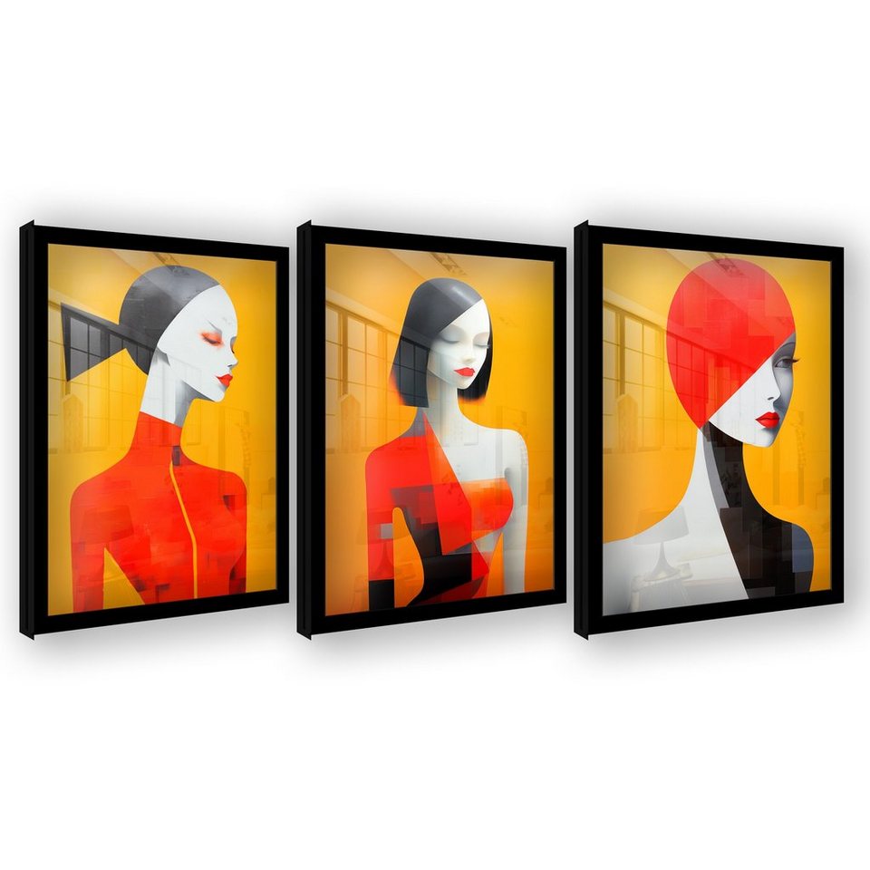 Wallarena Poster Set Mit Rahmen Bilder Frau Pop Art Wohnzimmer