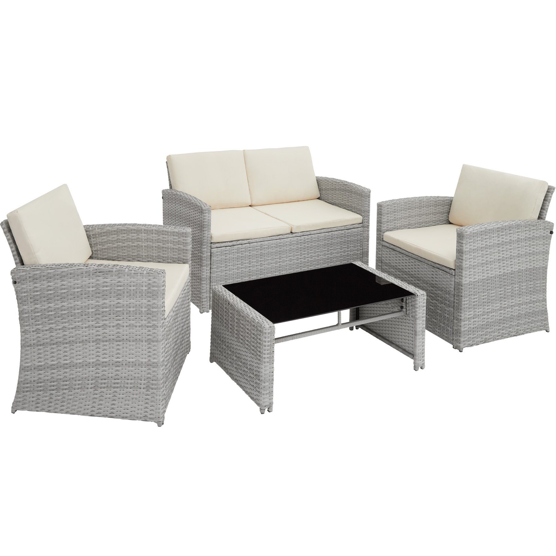 Tectake Loungeset Rattan Lounge Lucca 5 Tlg Polsterauflagen
