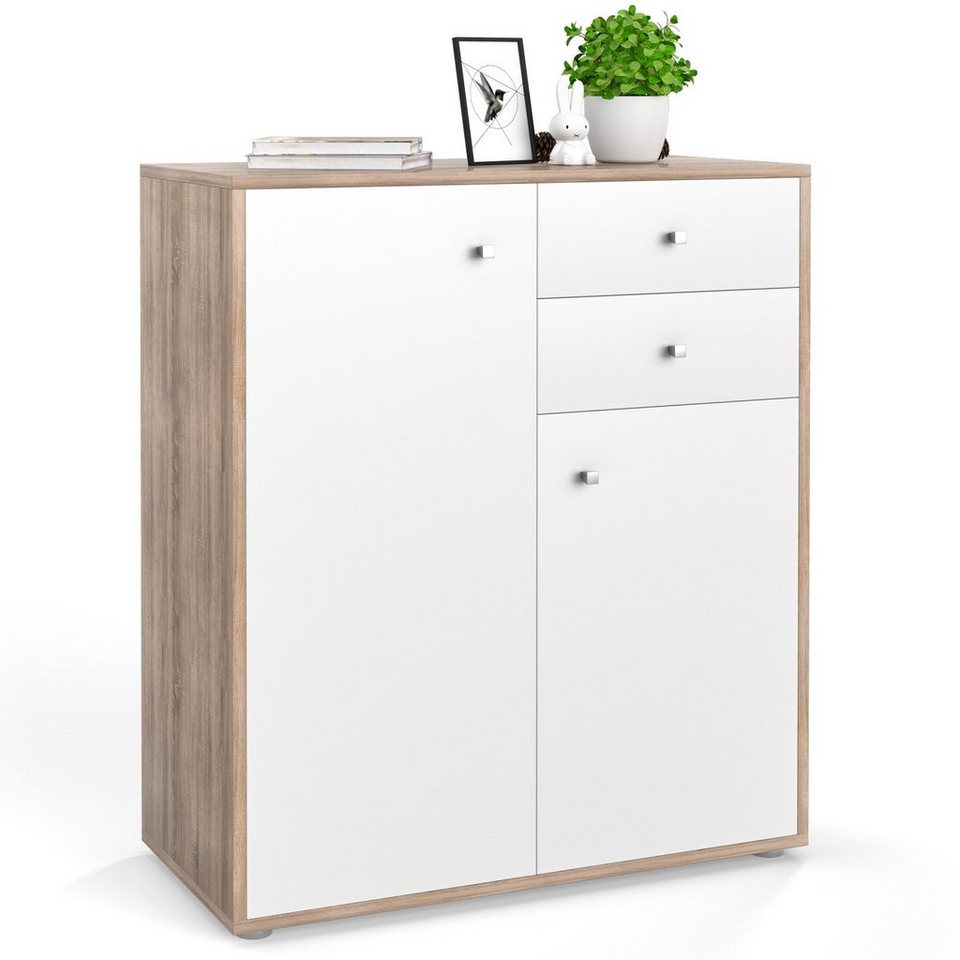 Costway Kommode Mit 2 Türen Und 2 Schubladen Kippsicherung 72x34x855cm