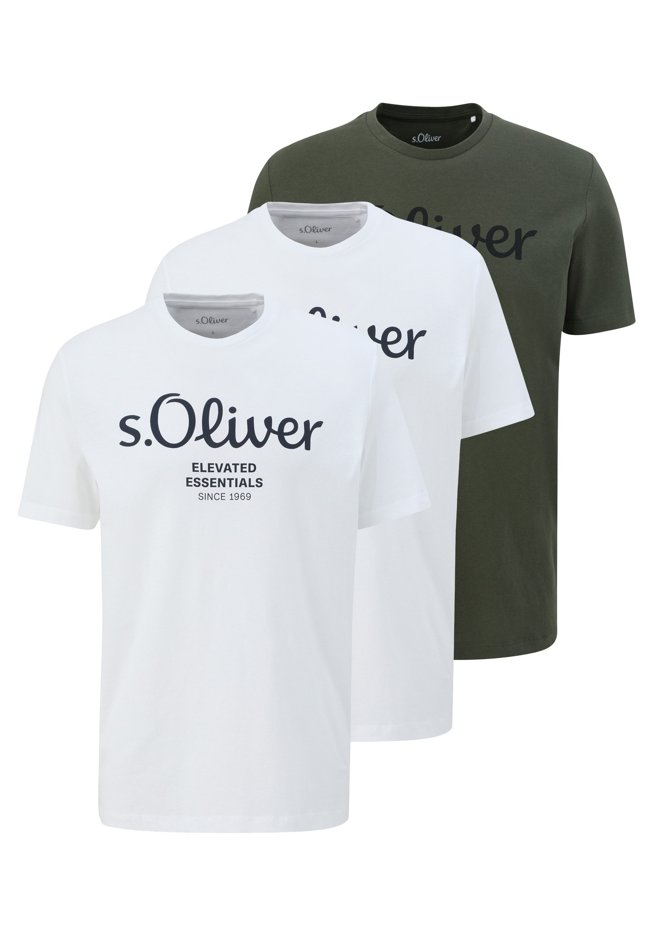 s.Oliver T-Shirt 3er Pack Basic (Spar-Set, 3-tlg) T-Shirt - Baumwolle ...