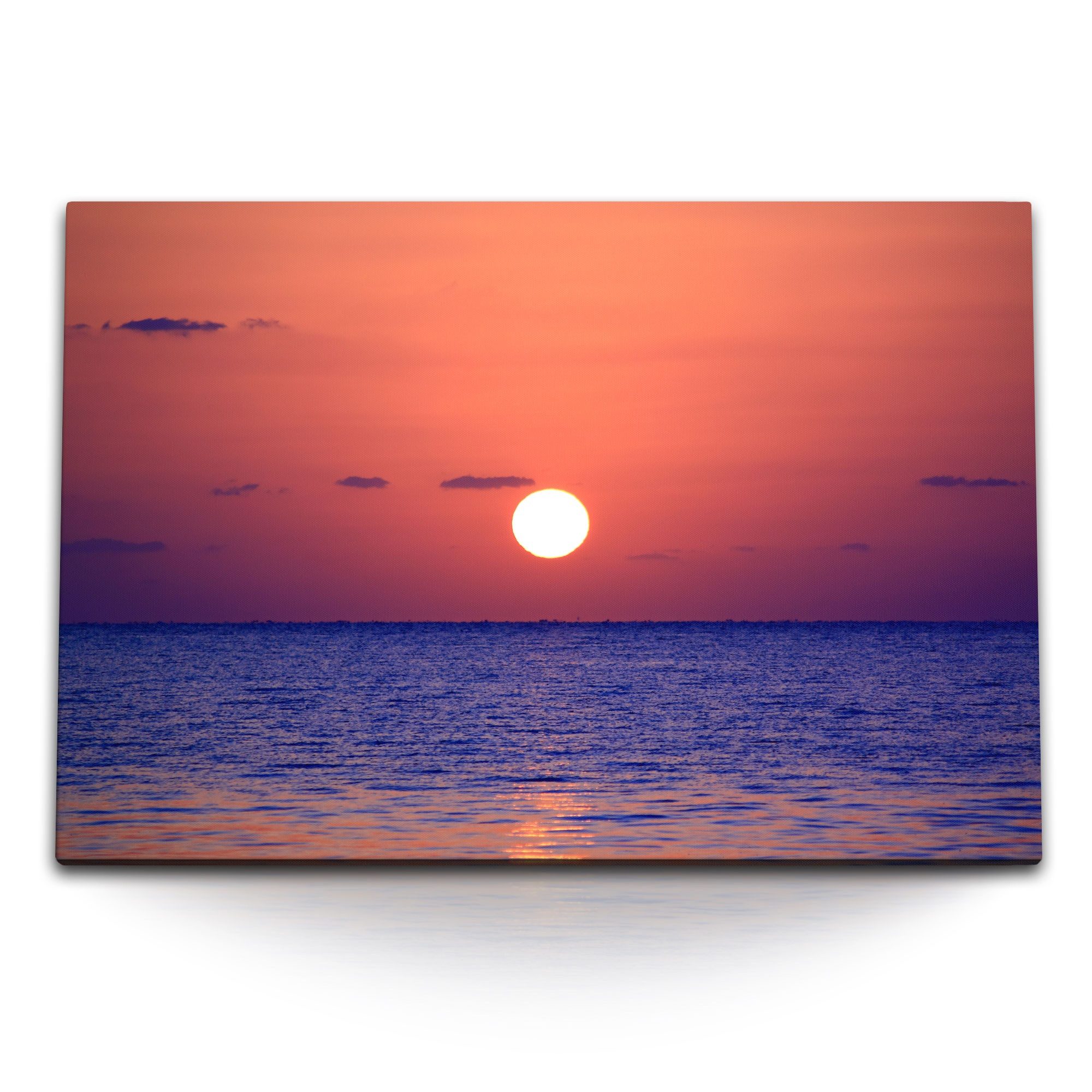 Sinus Art Leinwandbild 120x80cm Wandbild auf Leinwand Roter Himmel Meer Horizont Abendrot Son ...