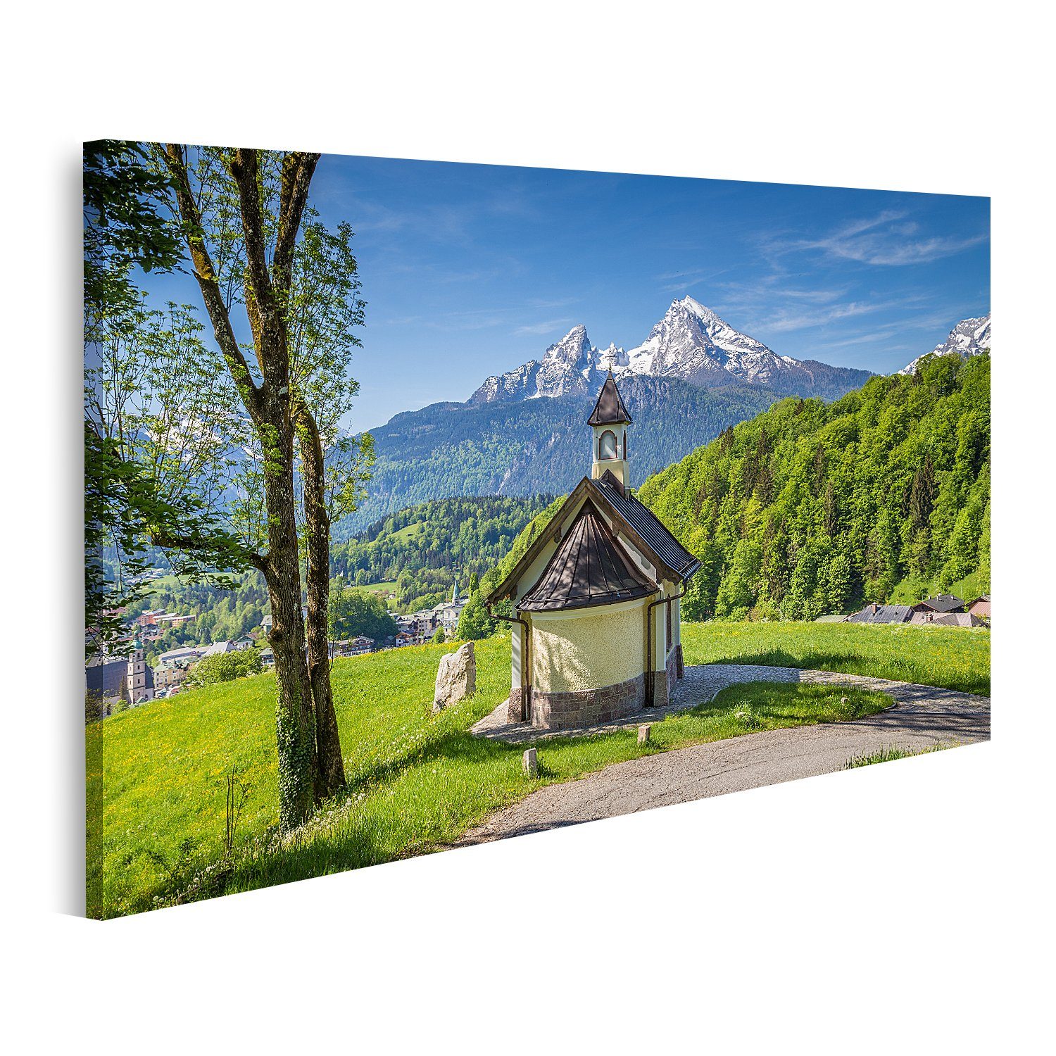 islandburner Leinwandbild Bild auf Leinwand Schöne Aussicht Berühmte Kapelle Lockstein Berg Watz