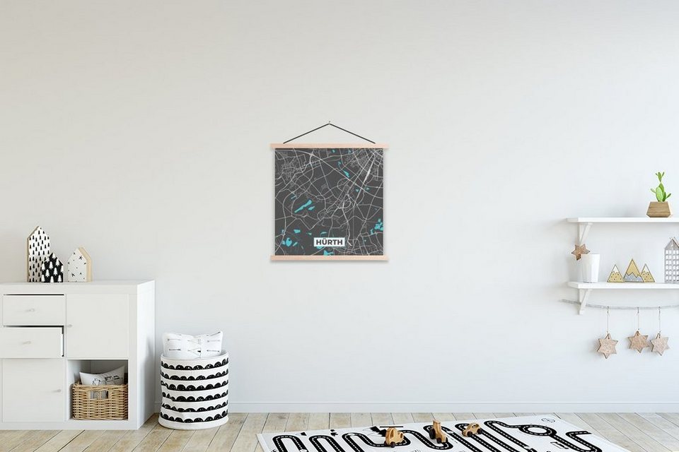 Muchowow Poster Karte Stadtplan Hürth Deutschland Blau 1 St