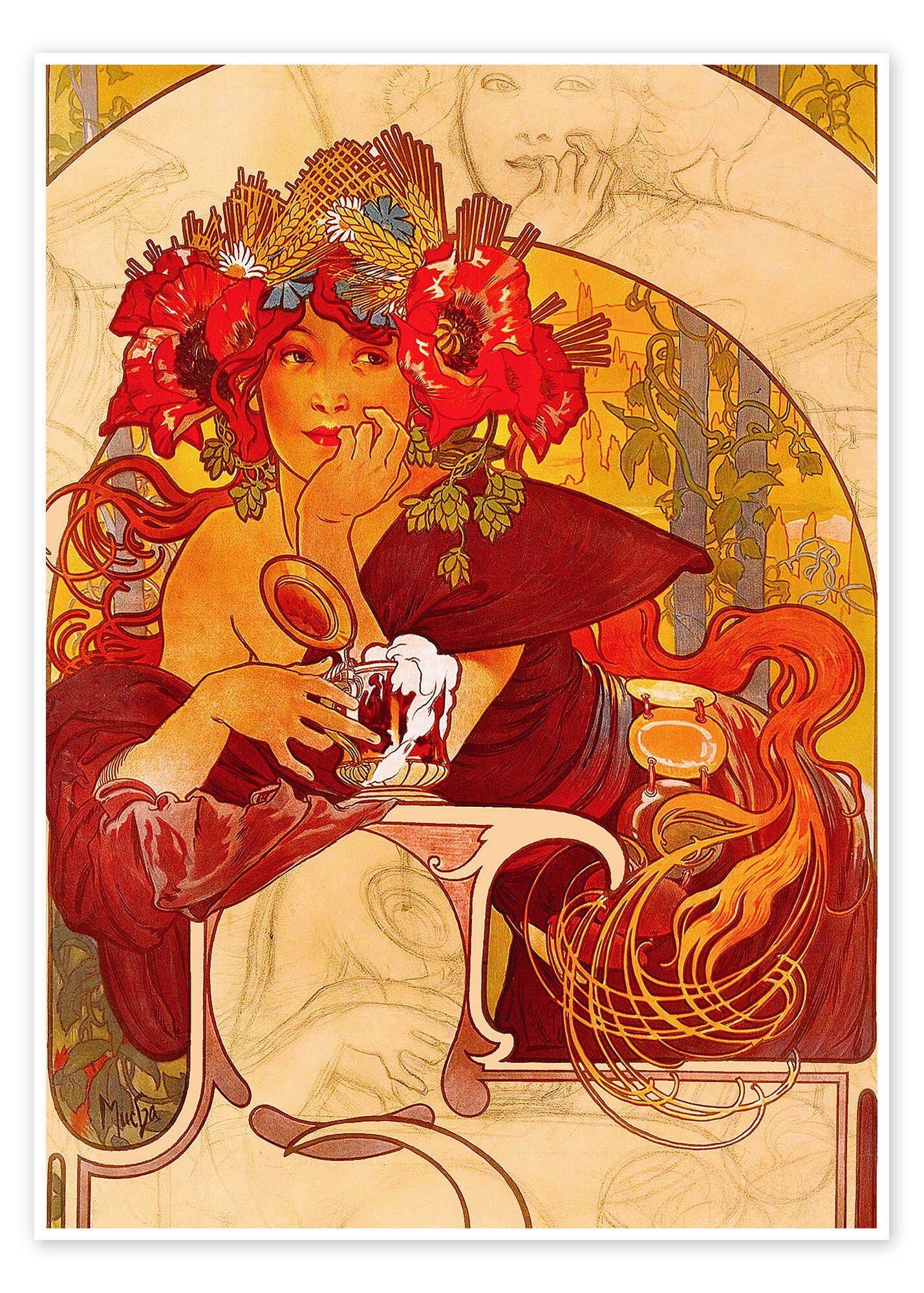 Posterlounge Poster Alfons Mucha Bières De La Meuse Champenois