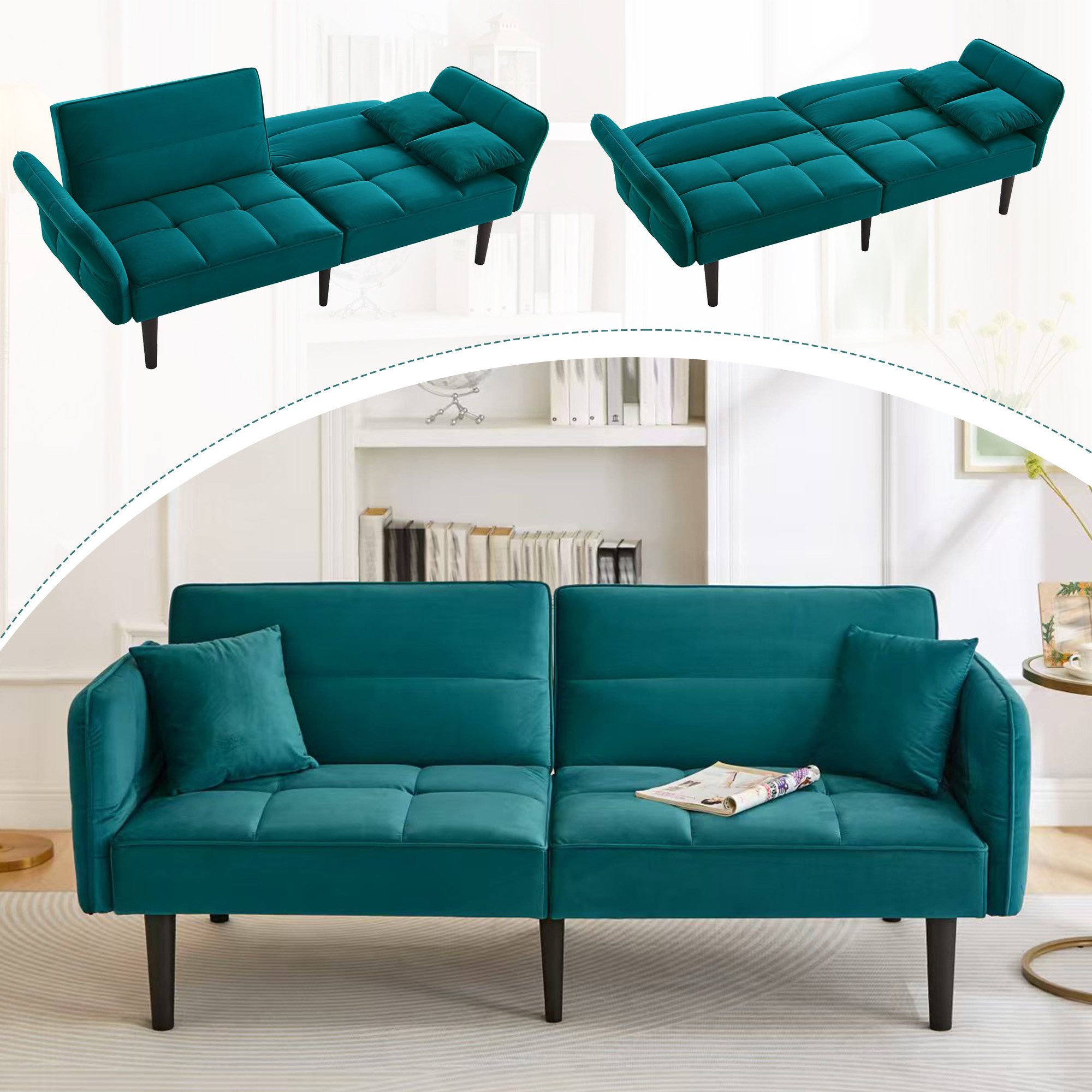 2 Sitzer Sofa Mit Klappbaren Armlehnen