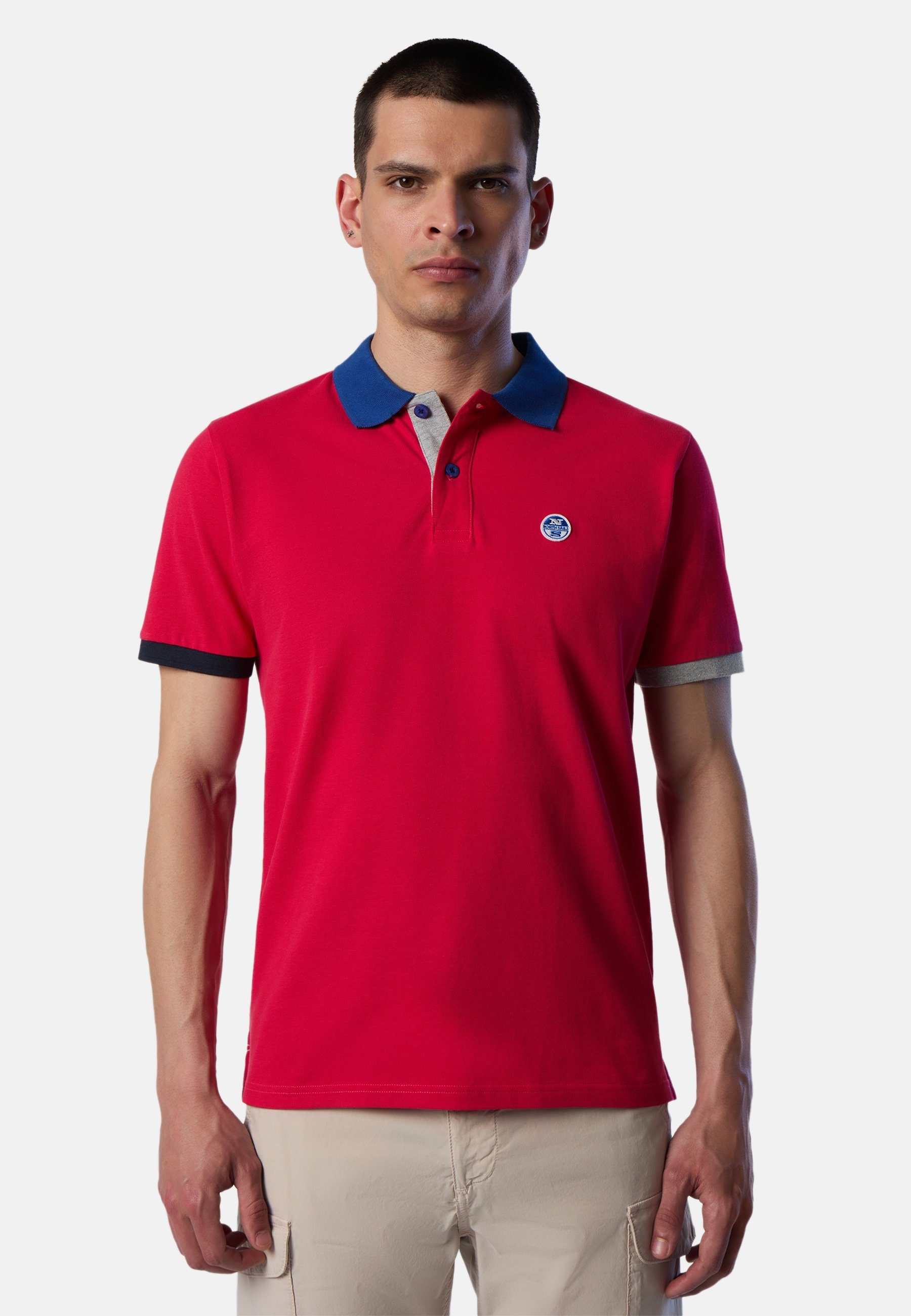 North Sails Poloshirt Poloshirt aus Bio-Baumwolle mit klassischem Design, Der Filz-Logoaufnäher ...