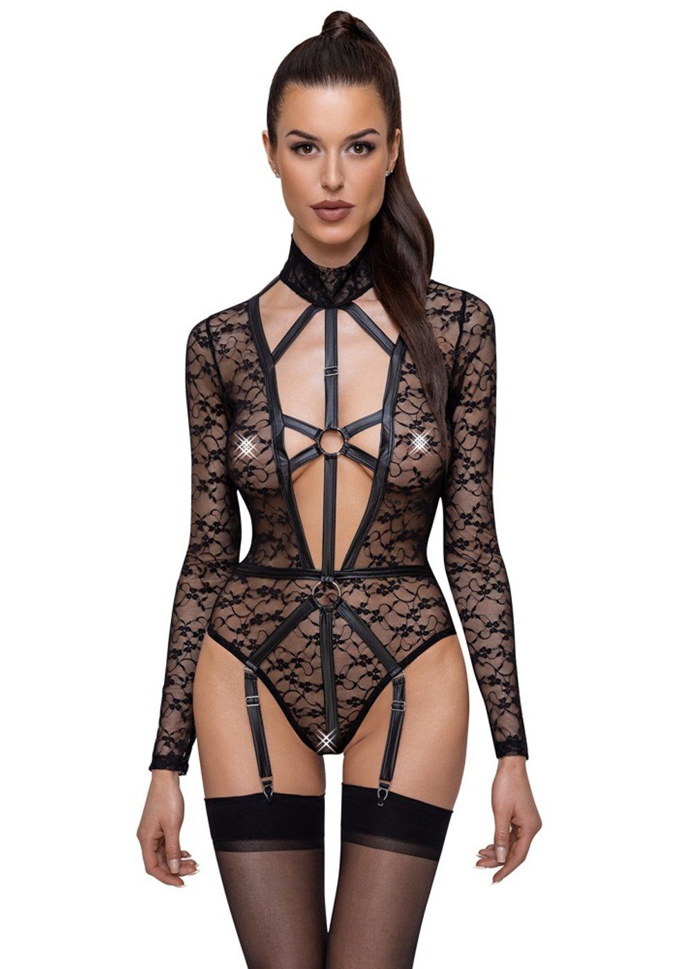 Cottelli Collection Body Spitzen Body Im Wetlook Schwarz 1 Tlg Mit