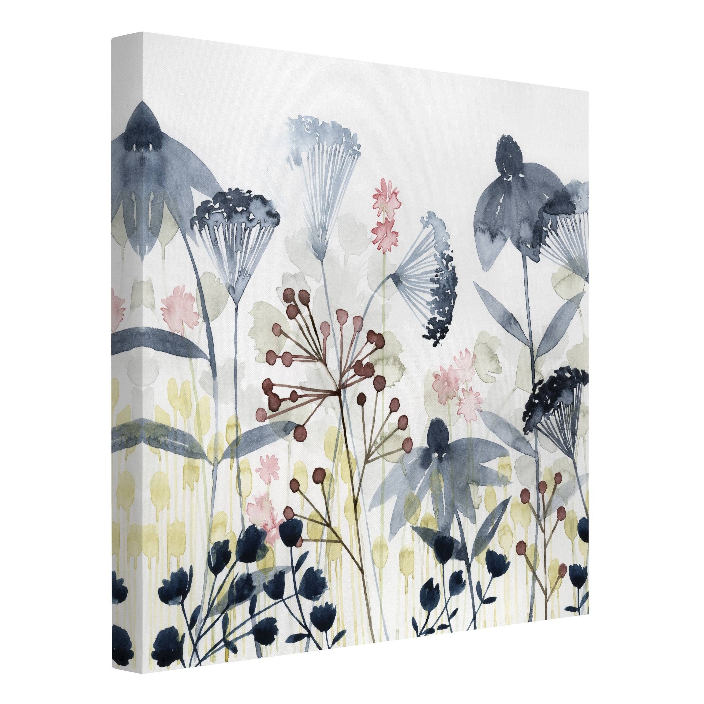 Bilderdepot24 Leinwandbild Blumen Modern Natur Wildblumen Aquarell weiss Bild auf Leinwand XXL ...