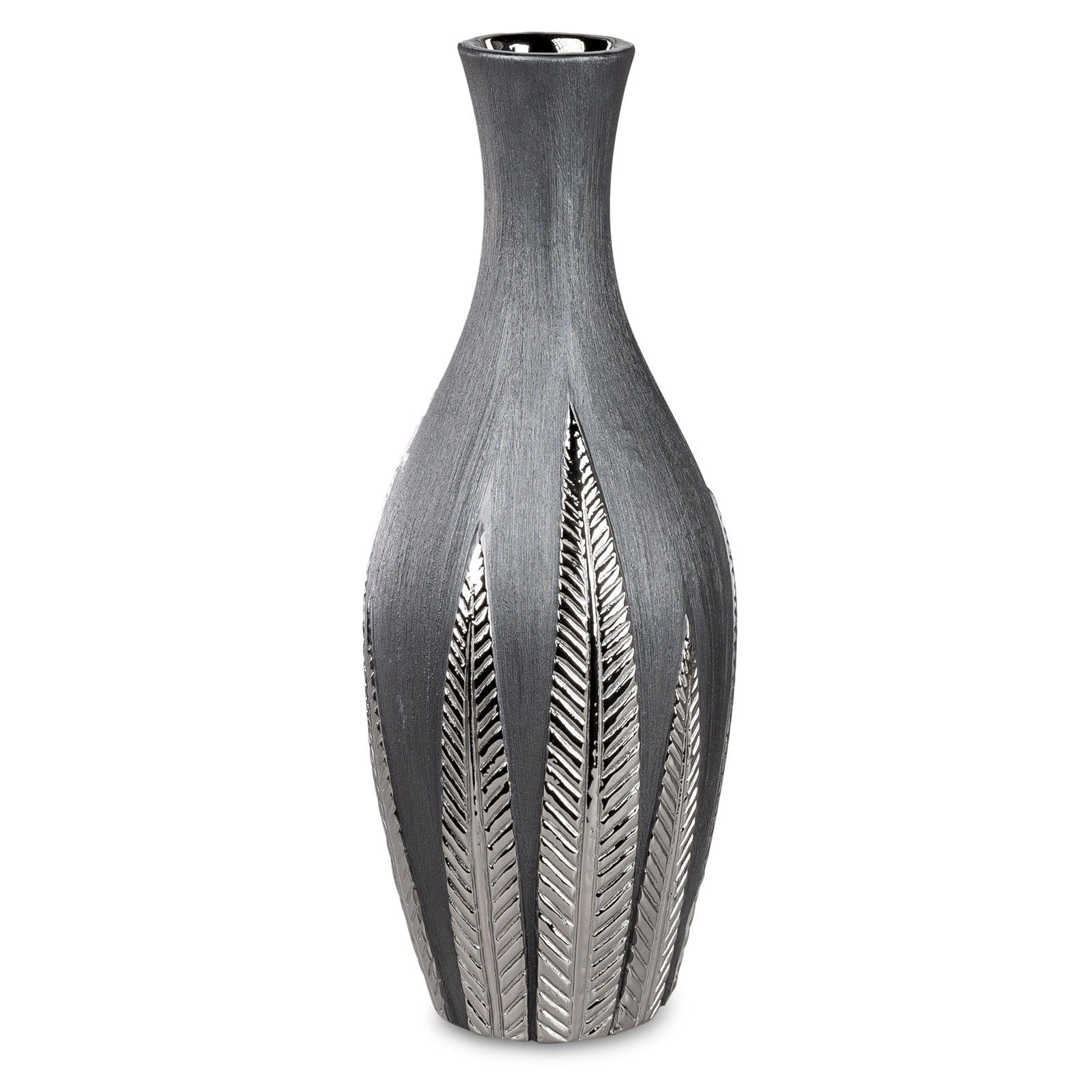 Formano Dekovase Deko Flaschenvase Leaf Silber 1 St