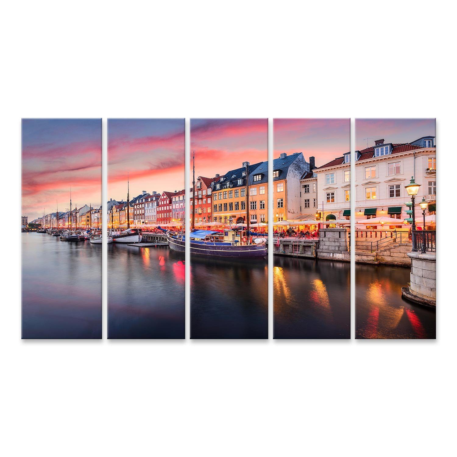 islandburner Leinwandbild Bild auf Leinwand Kopenhagen Dänemark Auf dem Nyhavn Kanal Wandbild Po