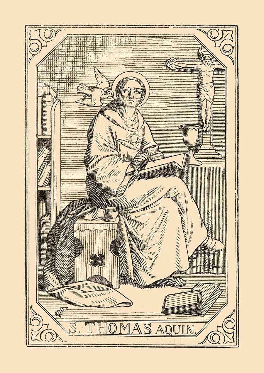 Kunstdruck Der heilige Thomas von Aquin ThomismusHolzstich Sankt A4 1008, (1 St)