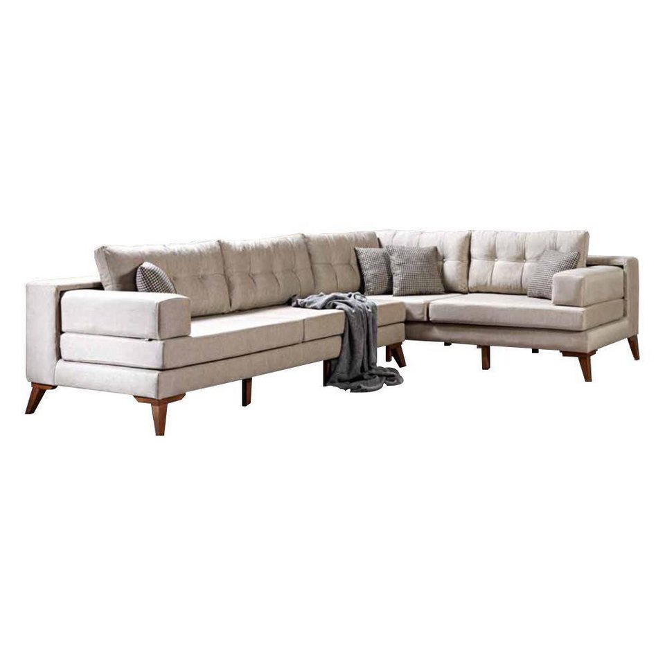Jvmoebel Ecksofa Weiße Stilvolle Eckcouch Textilsofas Moderne