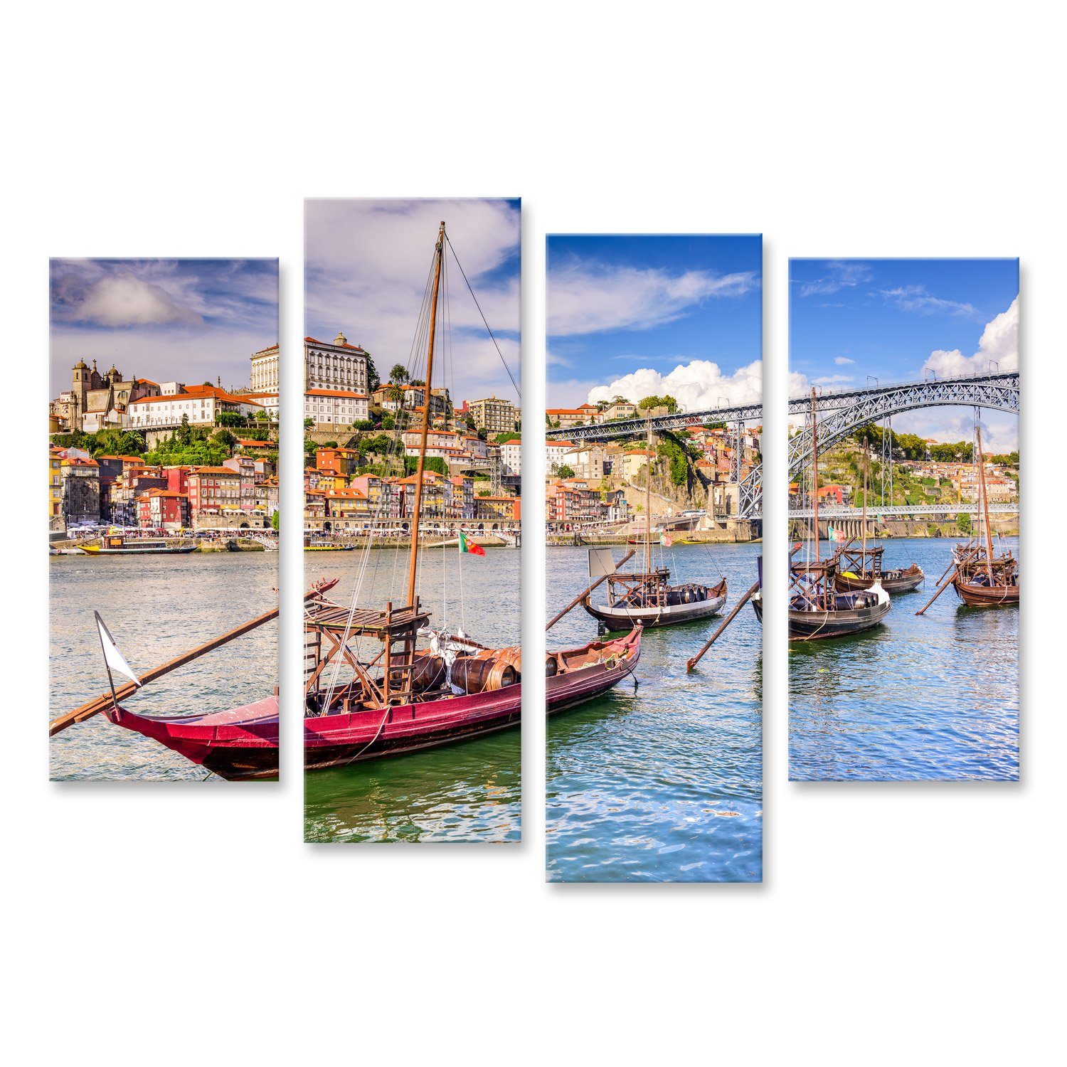 islandburner Leinwandbild »Bild auf Leinwand Porto Portugal Stadtbild Douro Fluss Wandbild ...