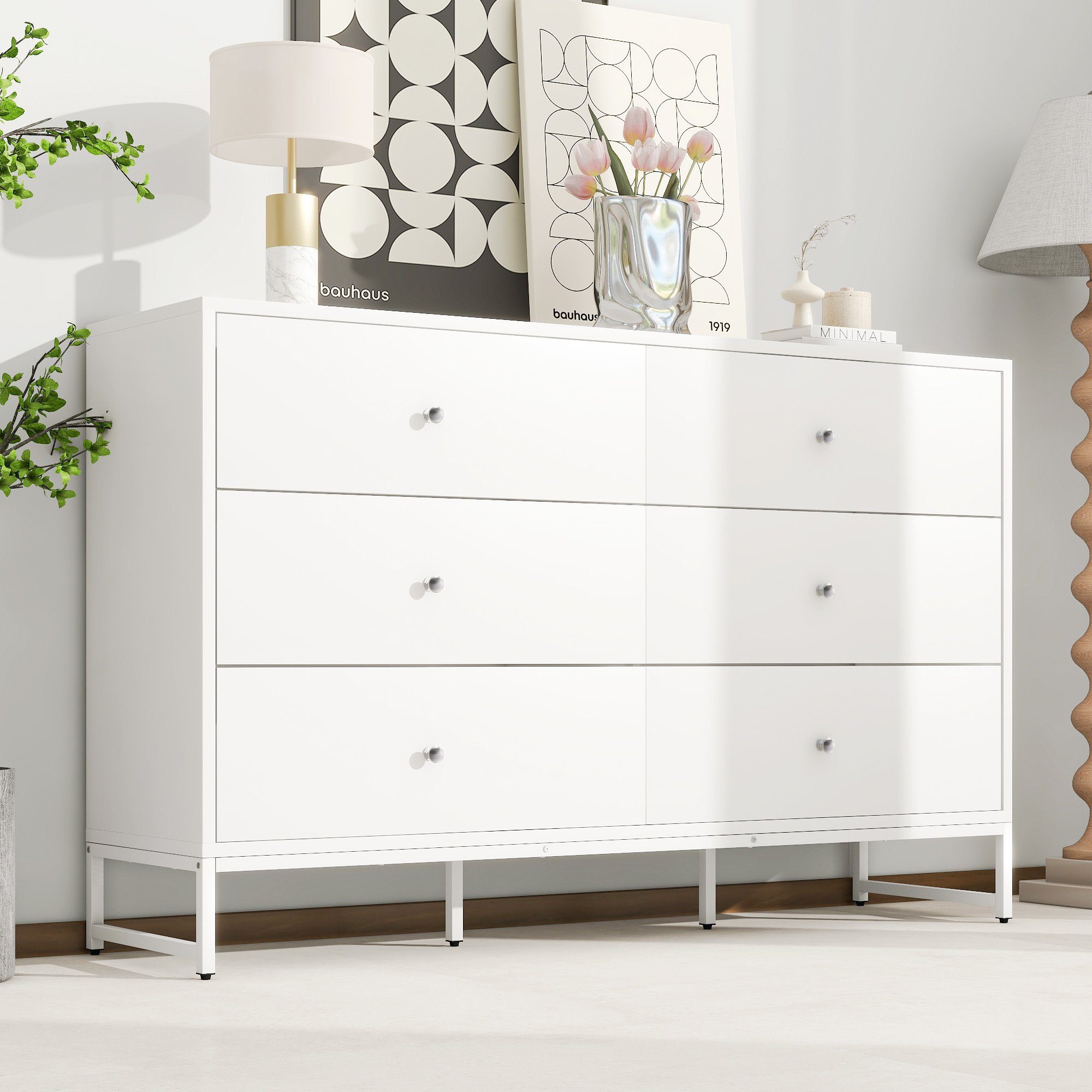 Okwish Kommode Aufbewahrungsschrank Mit 6 Schubladen Aus Stoff