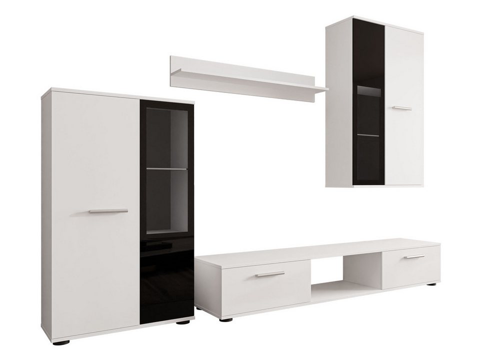 Mirjan24 Wohnwand Salsa 4er Set Hängevitrine Wandregal Tv Lowboard
