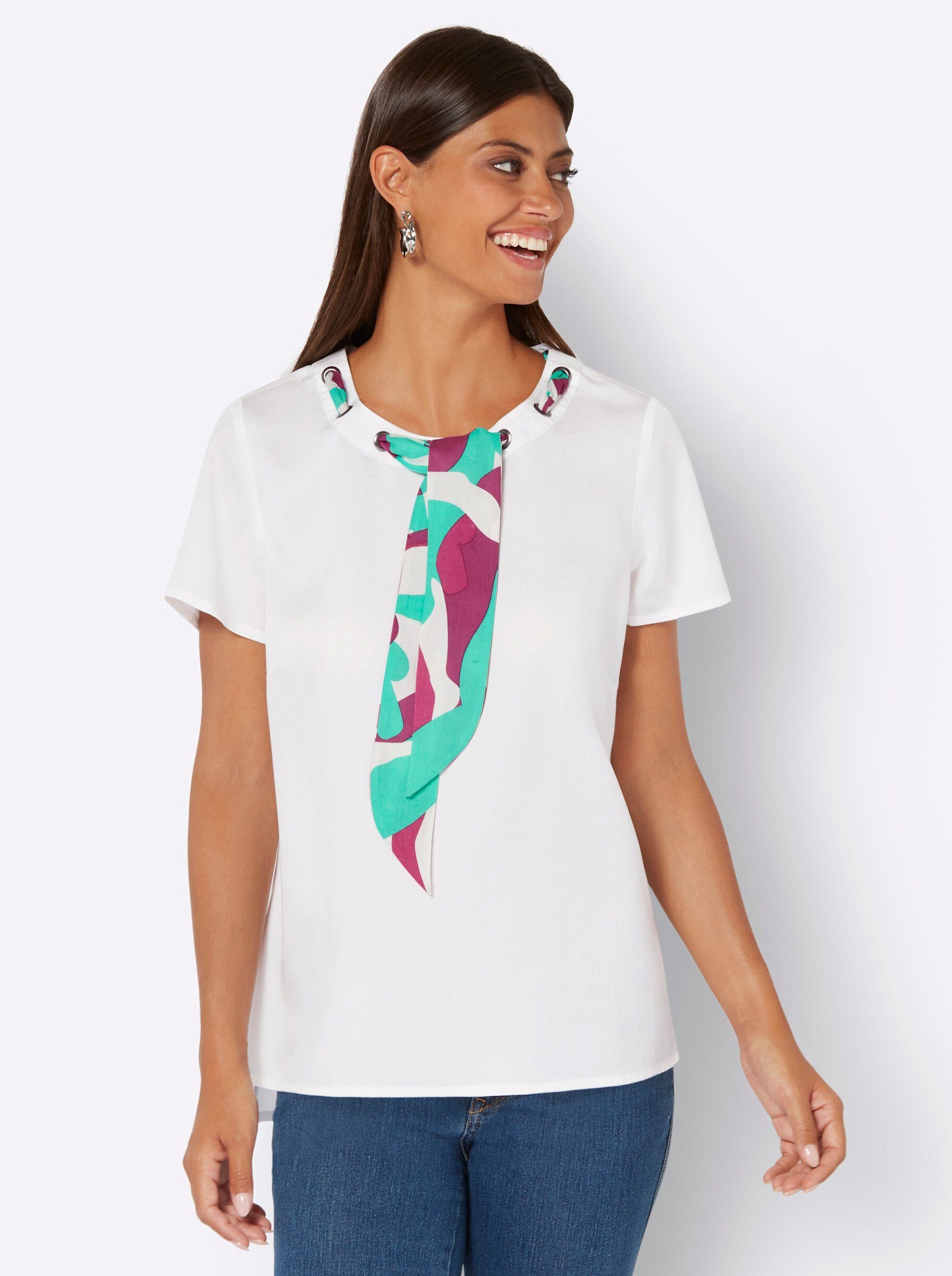 Creation L Klassische Bluse Bluse Bindeband Mit Ösen Am Ausschnitt